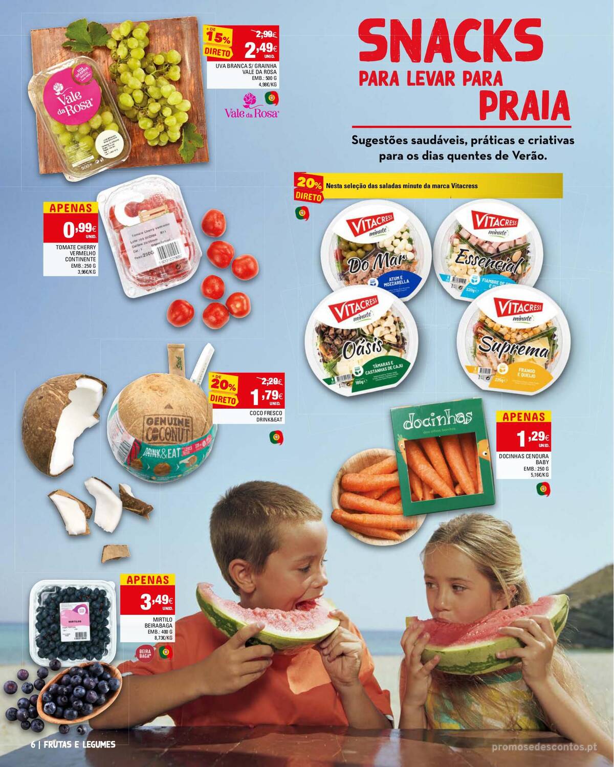 Folheto Continente Frutas e legumes de 14 a 26 Julho